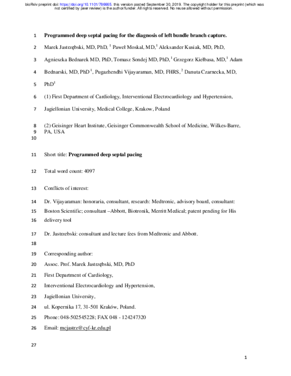 (PDF) Programmed deep septal pacing for the diagnosis of left bundle ...