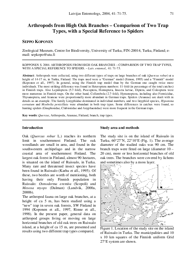(PDF) Arthropods from High Oak Branches - Comparison of Two Trap Types ...