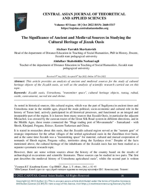 (PDF) The Significance of Ancient and Medieval Sources in Studying the ...