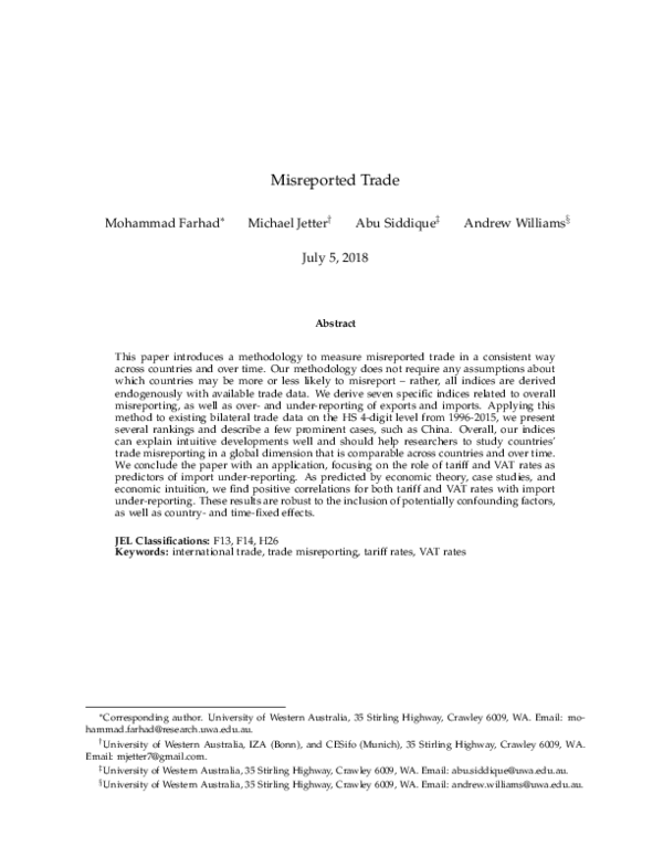 (PDF) Misreported Trade