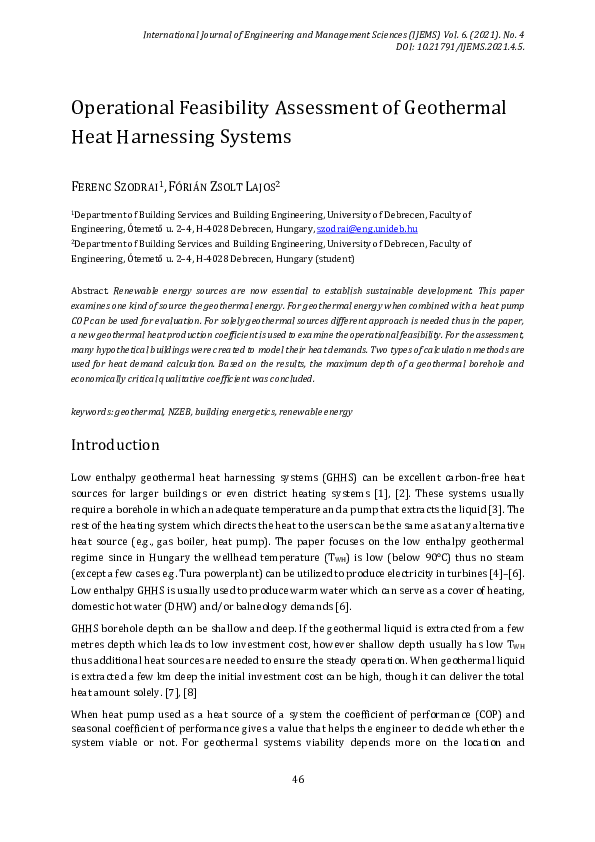 (PDF) Operational feasibility assessment of geothermal heat harnessing ...
