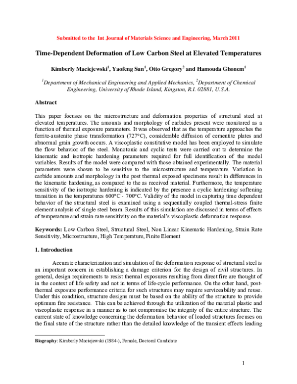 (PDF) Time-dependent deformation of low carbon steel at elevated ...