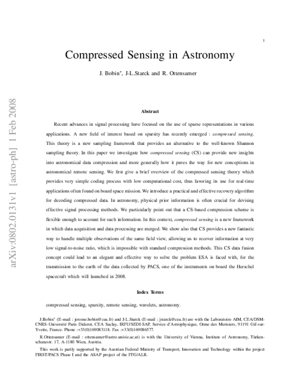 (PDF) Compressed Sensing in Astronomy
