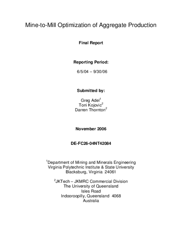 (PDF) Mine-to-Mill Optimization of Aggregate Production