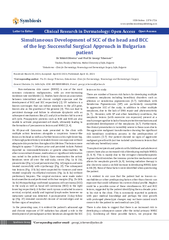 (PDF) Simultaneous Development of SCC of the head and BCC of the leg ...