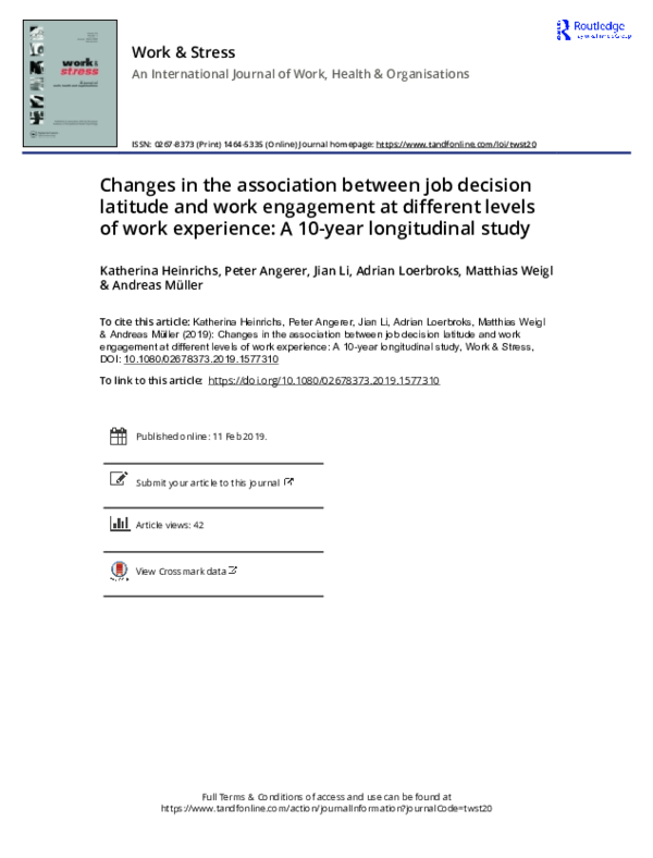 (PDF) Changes in the association between job decision latitude and work ...
