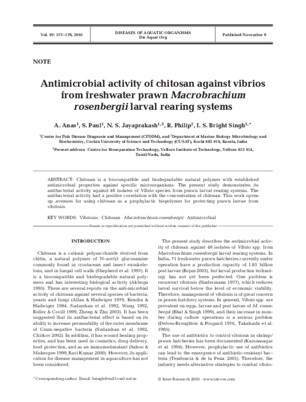 (PDF) Antimicrobial activity of chitosan against vibrios from ...