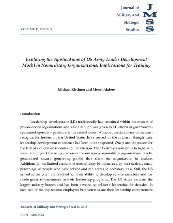 (PDF) Exploring the applications of U.S. Army leader development model ...