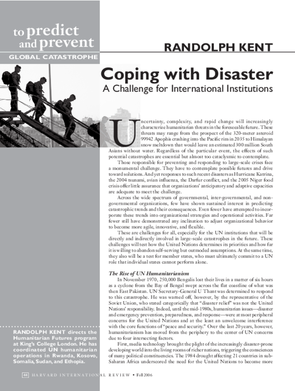 (PDF) Coping with Disaster: A Challenge for International Institutions