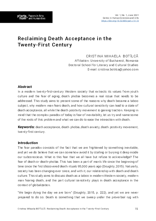(PDF) Reclaiming Death Acceptance in the Twenty-First Century