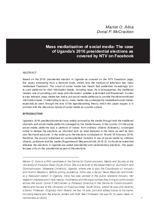 (PDF) Mass mediatisation of social media