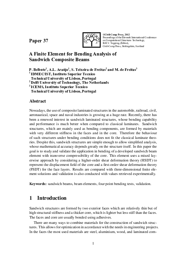 Pdf A Finite Element For Bending Analysis Of Sandwich Composite Beams