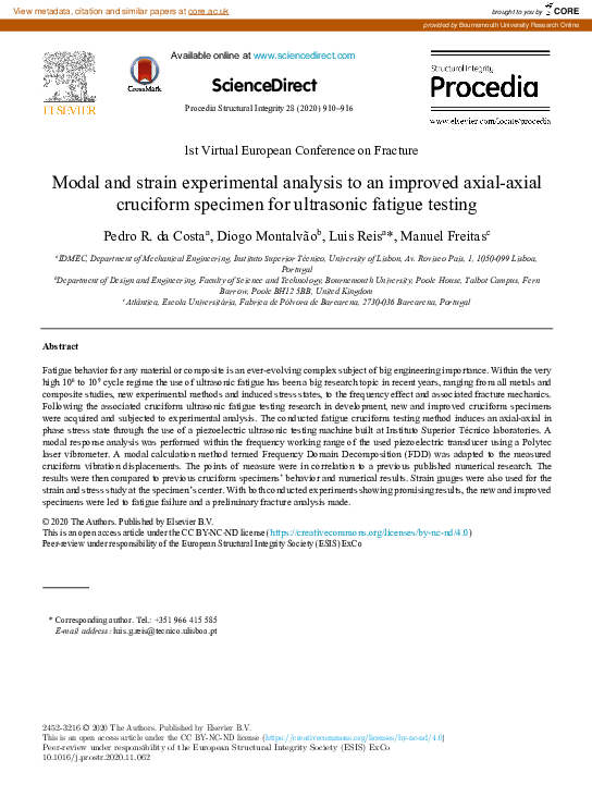 (PDF) Modal and strain experimental analysis to an improved axial-axial ...