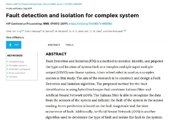 Pdf Fault Detection And Isolation For Complex System
