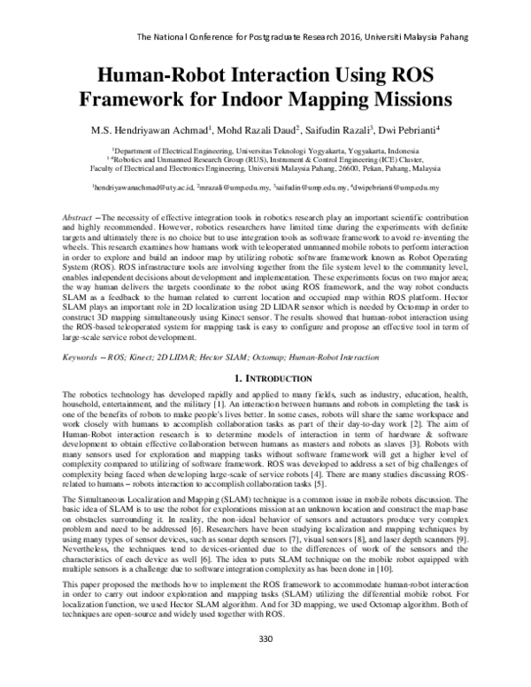 (PDF) Human-Robot Interaction Using ROS Framework For Indoor Mapping Mission