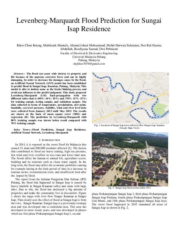 (PDF) Levenberg-Marquardt flood prediction for Sungai Isap residence