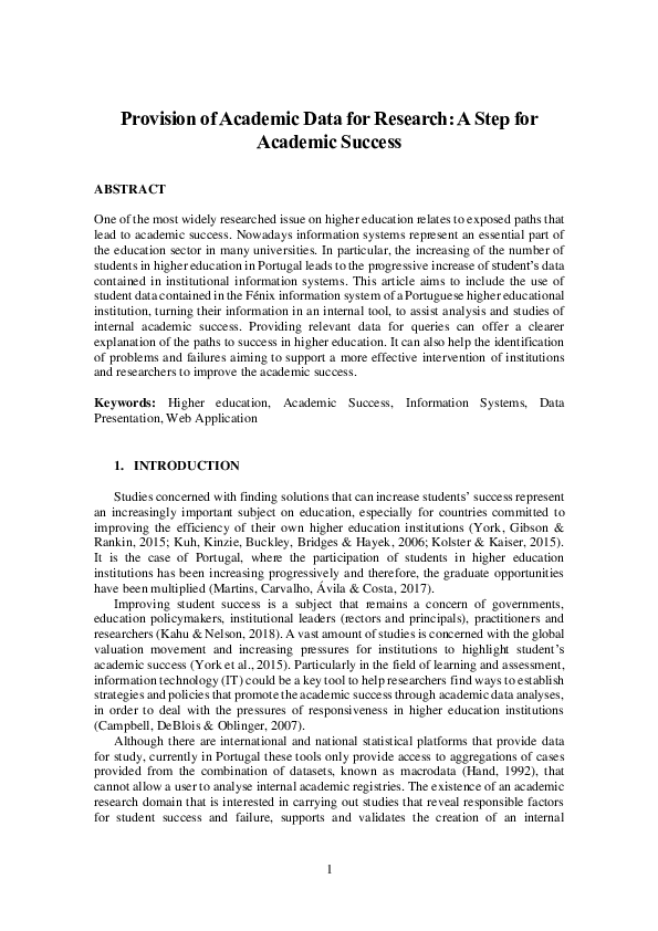 (PDF) Provision of academic data for research: A step for academic success