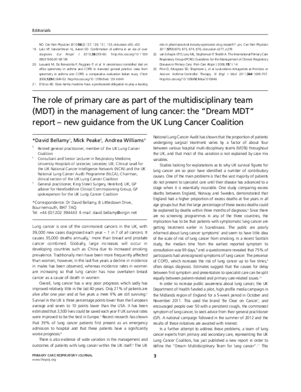 (PDF) The role of primary care as part of the multidisciplinary team ...