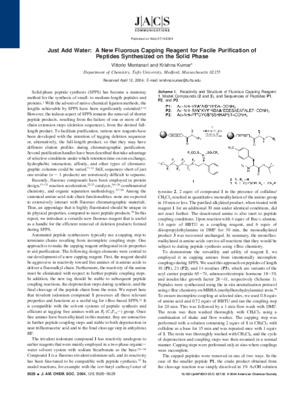 (PDF) Just Add Water: A New Fluorous Capping Reagent for Facile ...