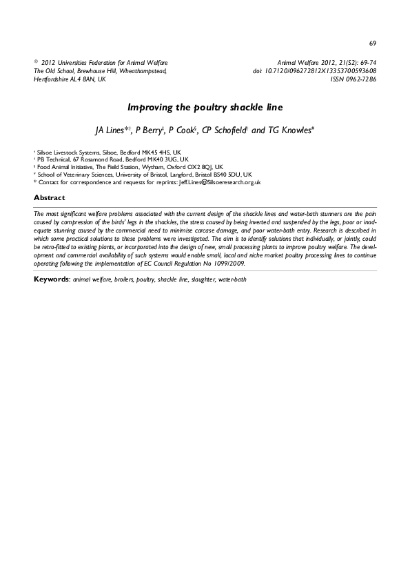 (PDF) Improving the poultry shackle line