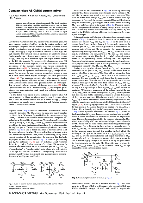 (PDF) Compact class AB CMOS current mirror