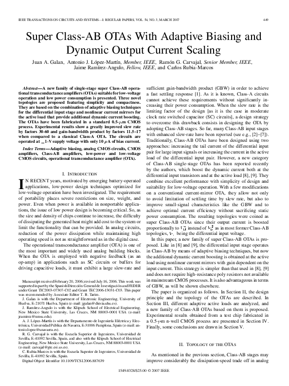 (PDF) Super Class-AB OTAs With Adaptive Biasing and Dynamic Output ...