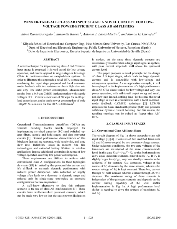 (PDF) Winner-take-all class AB input stage: a novel concept for low ... (PDF) Winner-take-all class AB input stage: a novel concept for low ...