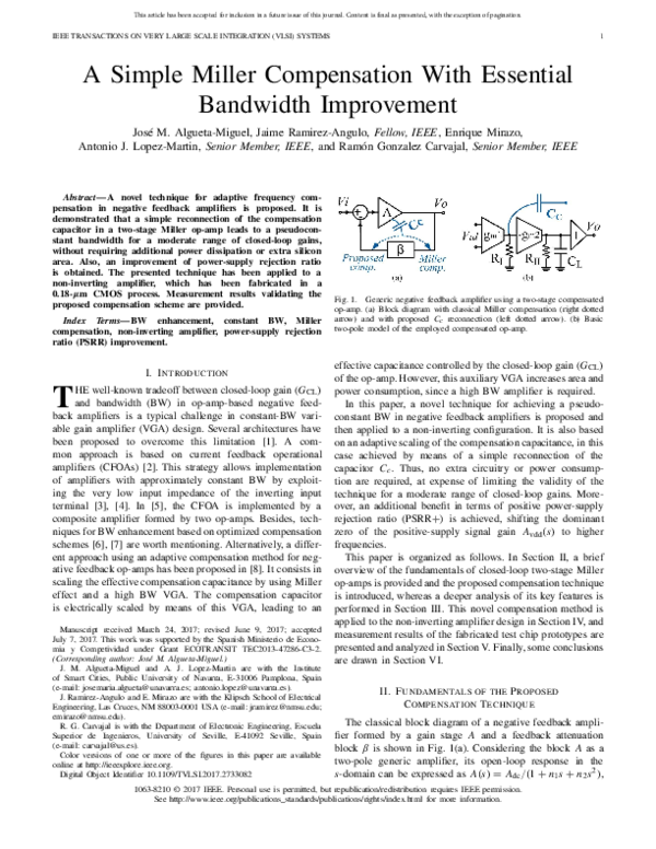 (PDF) A Simple Miller Compensation With Essential Bandwidth Improvement