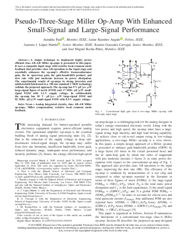 (PDF) Pseudo-Three-Stage Miller Op-Amp With Enhanced Small-Signal and Large-Signal Performance