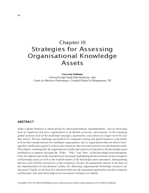 (PDF) Strategies for Assessing Organisational Knowledge Assets