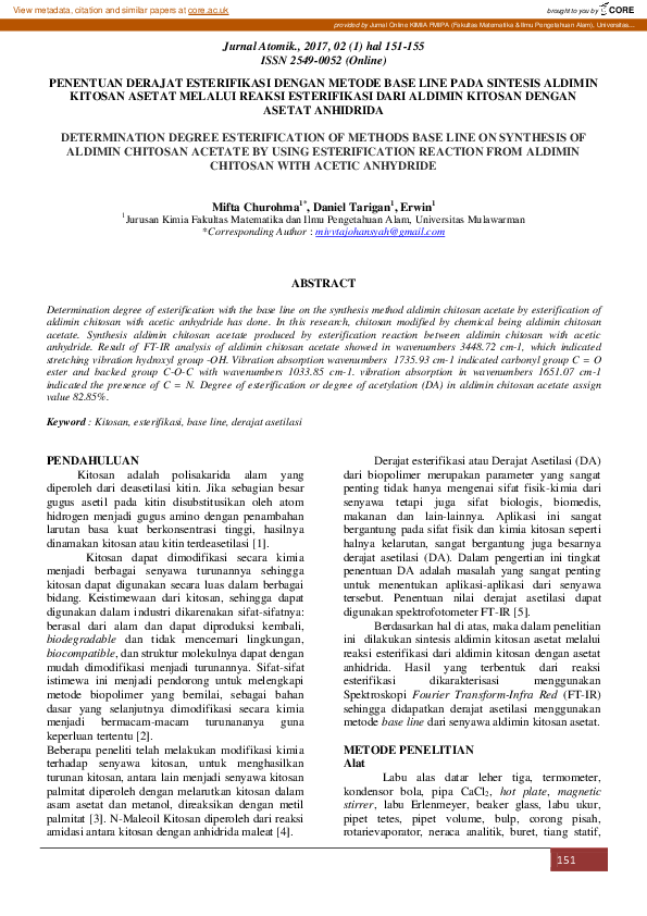 (PDF) Penentuan Derajat Esterifikasi Dengan Metode Base Line Pada ...