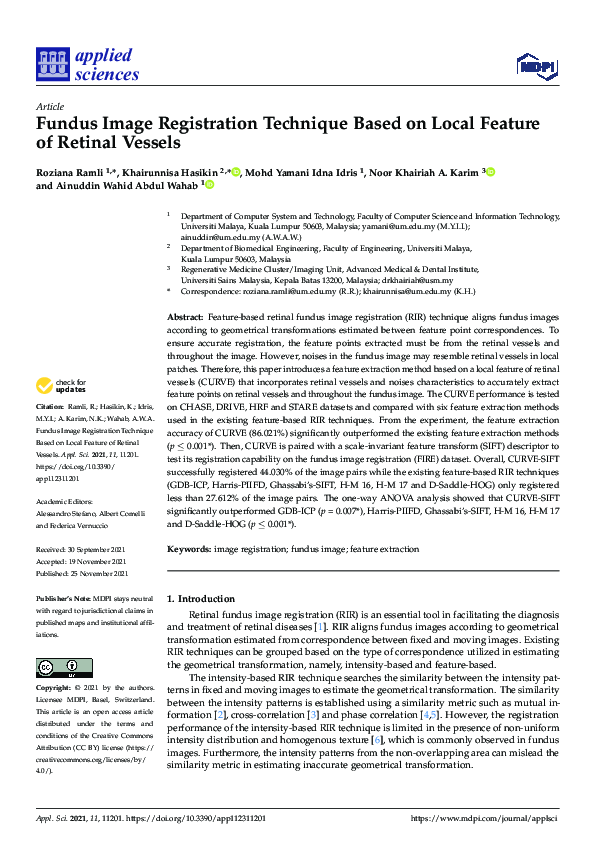 Fundus Image Registration Technique Based on Local Feature of Retinal Vessels