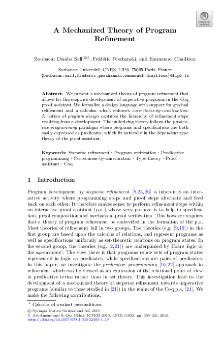 (PDF) A Mechanized Theory of Program Refinement