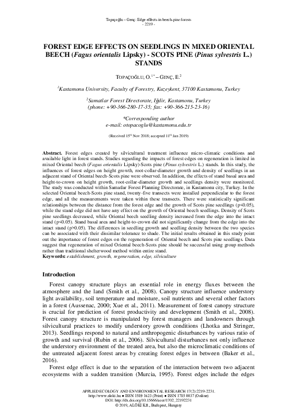 (PDF) Forest Edge Effects on Seedlings in Mixed Oriental Beech (Fagus ...