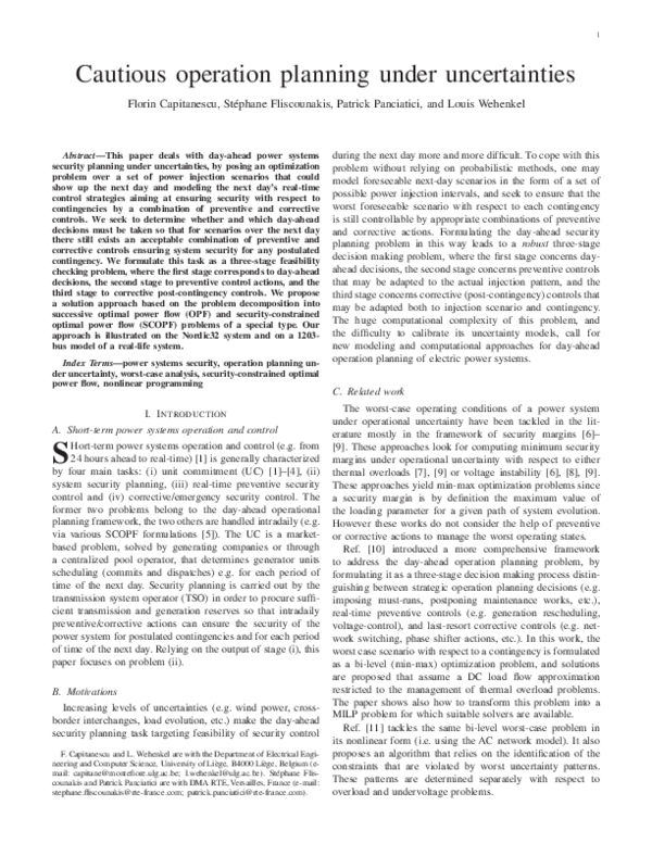(PDF) Cautious Operation Planning Under Uncertainties