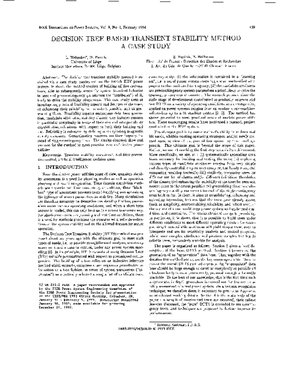 (PDF) Decision tree based transient stability method a case study