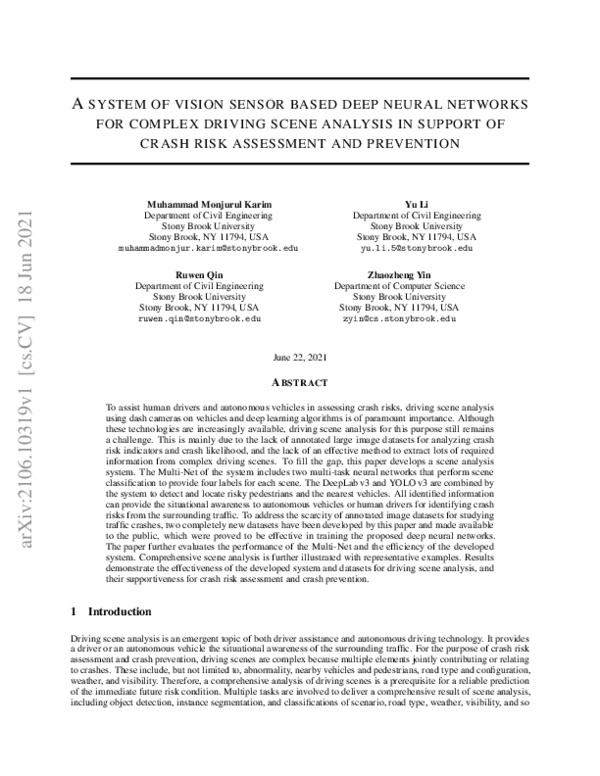 (PDF) A system of vision sensor based deep neural networks for complex driving scene analysis in ...