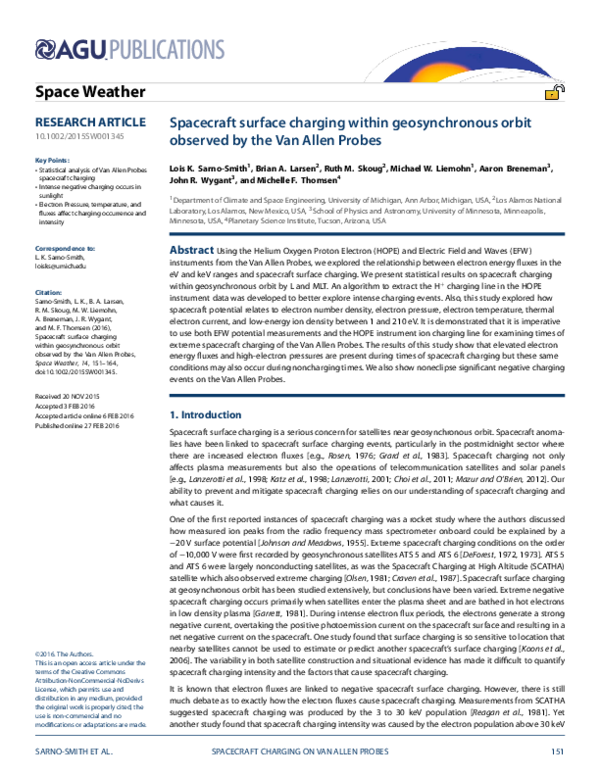 (PDF) Spacecraft surface charging within geosynchronous orbit observed ...