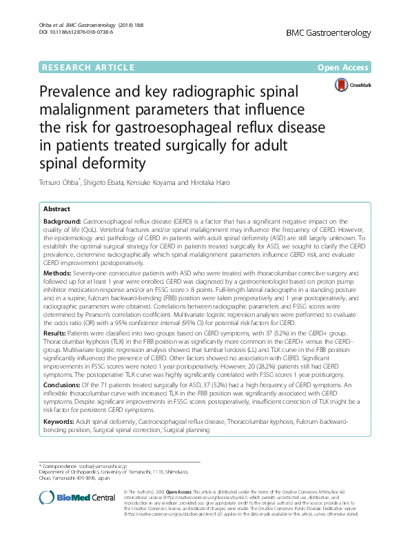 (PDF) Prevalence and key radiographic spinal malalignment parameters ...