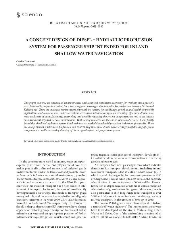 (PDF) A Concept Design of Diesel – Hydraulic Propulsion System for ...