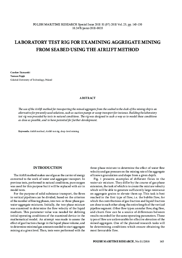 (PDF) Laboratory Test Rig for Examining Aggregate Mining from Seabed ...