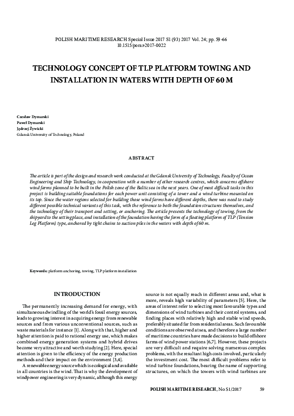 Technology Concept of TLP Platform Towing and Installation in Waters ...