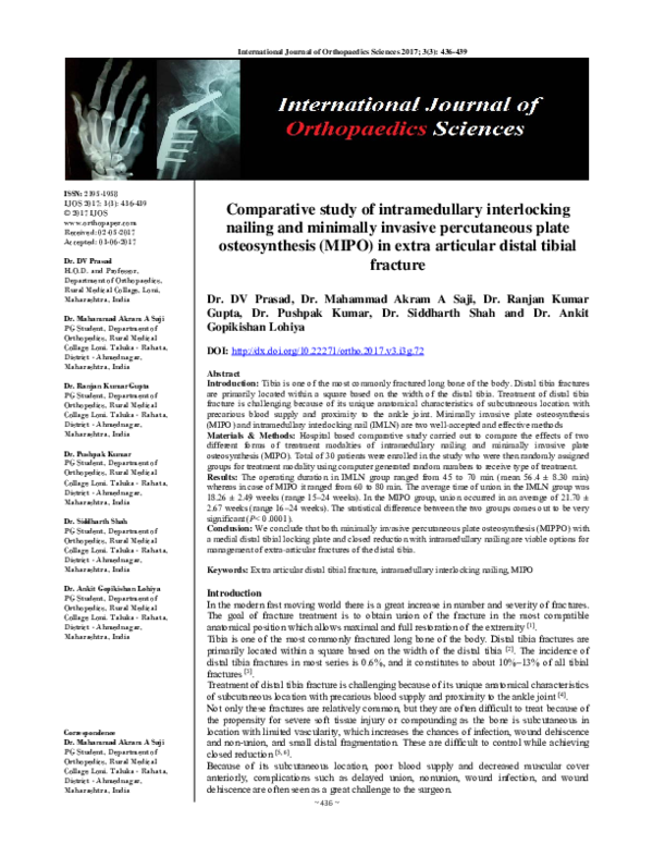 (PDF) Comparative study of intramedullary interlocking nailing and minimally invasive ...