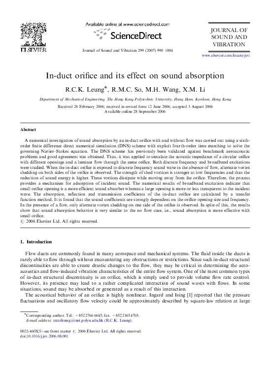 (PDF) In-duct orifice and its effect on sound absorption