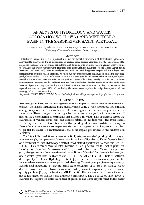 (PDF) Hydrology and Water Allocation in Sabor River