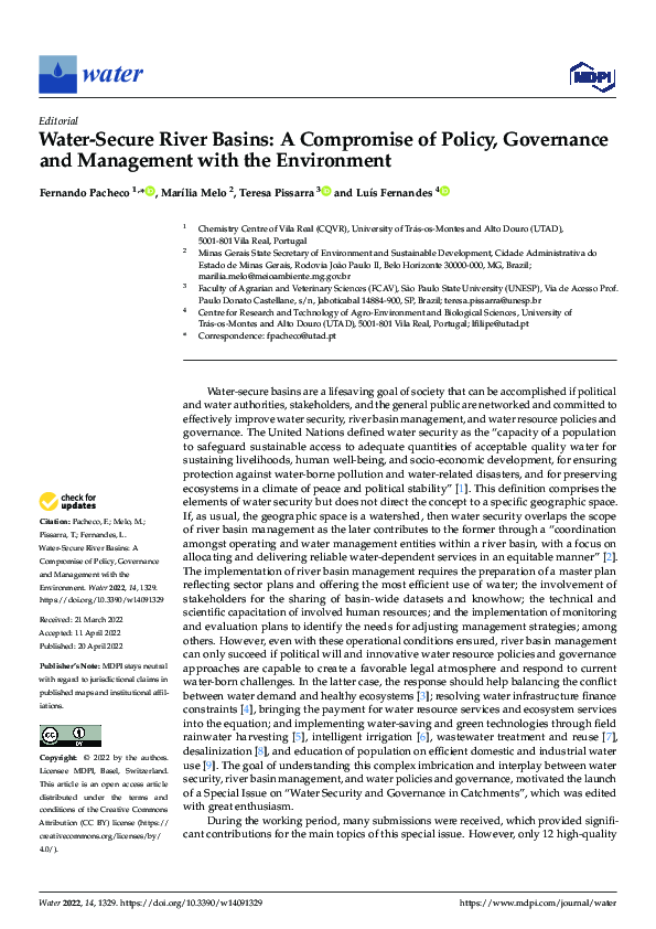 (PDF) Water-Secure River Basins: A Compromise of Policy, Governance and ...