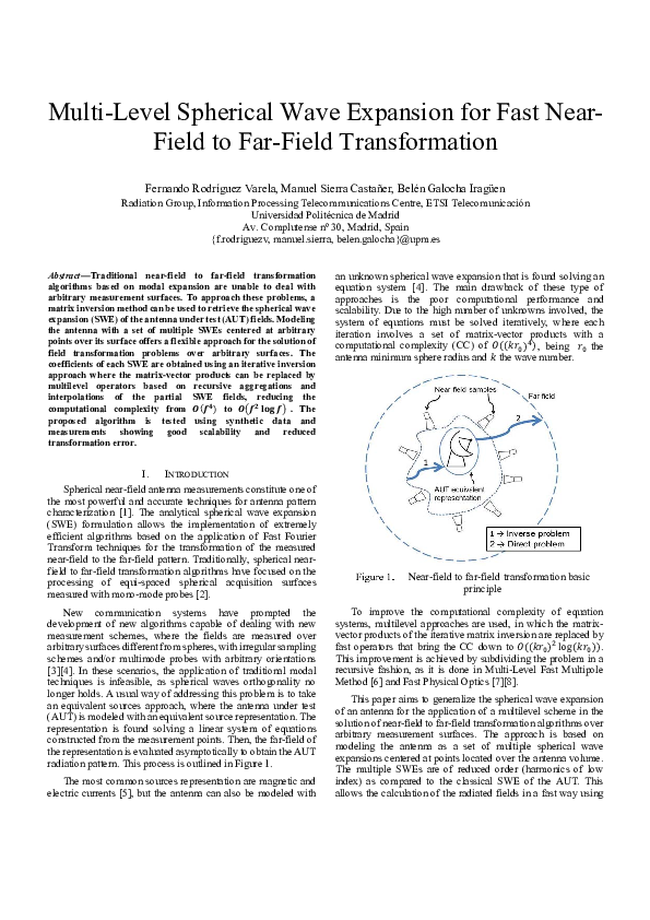 (PDF) Multi-level spherical wave expansion for fast near-field to far ...