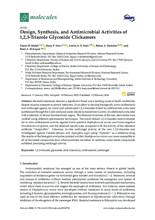 (PDF) Design, synthesis and antimicrobial activities evaluation of ...