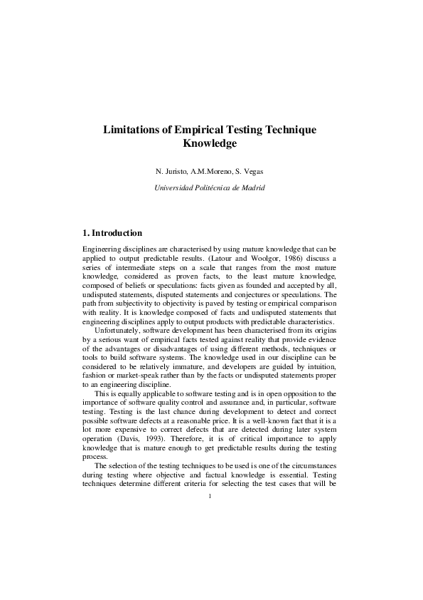 (PDF) Limitations of Empirical Testing Technique Knowledge
