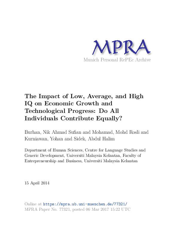 (PDF) The impact of low, average, and high IQ on economic growth and ...